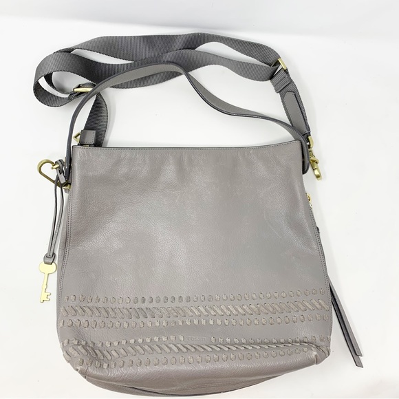 Fossil | Bags | Fossil Maya Grey Leather Convertible Hobo Bag | Poshmark